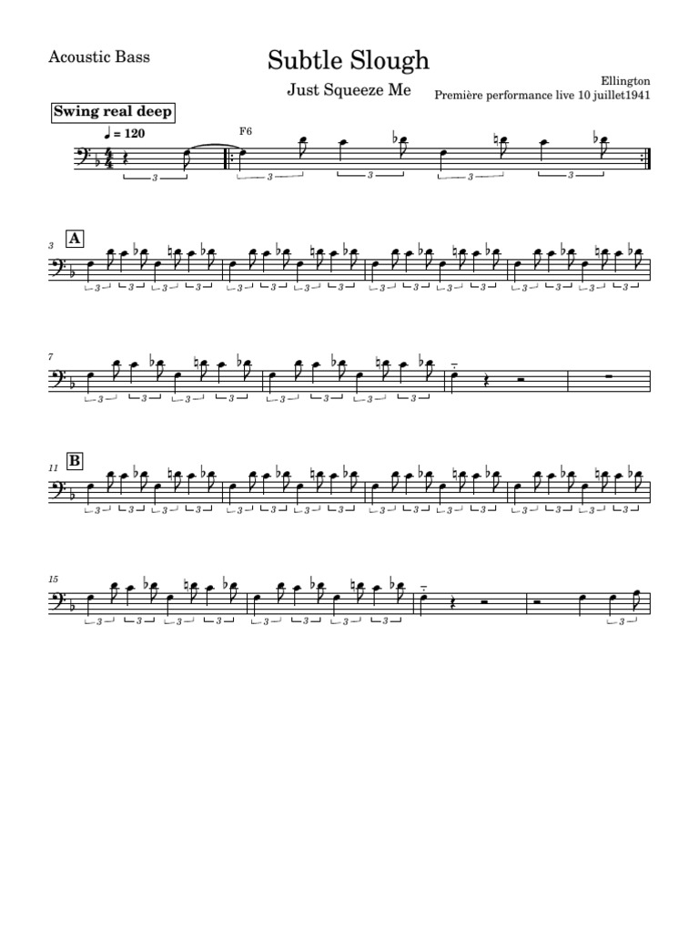 Subtle Slough - Just Squeeze Me-Acoustic - Bass | PDF