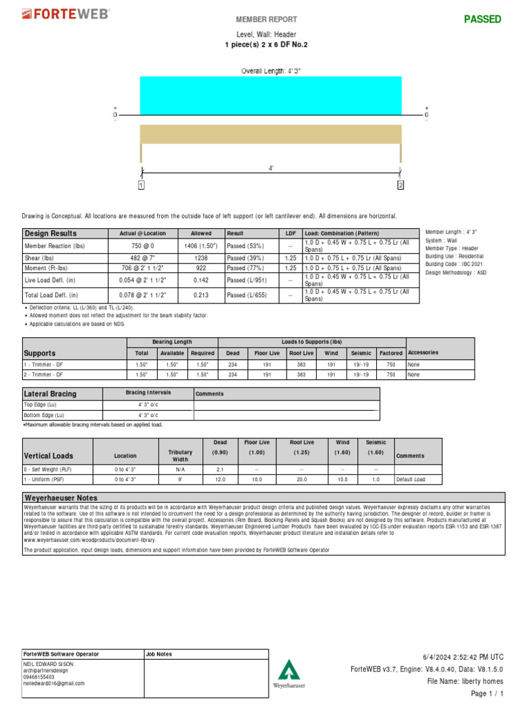 Liberty Homes - Wall - Header | PDF | Civil Engineering