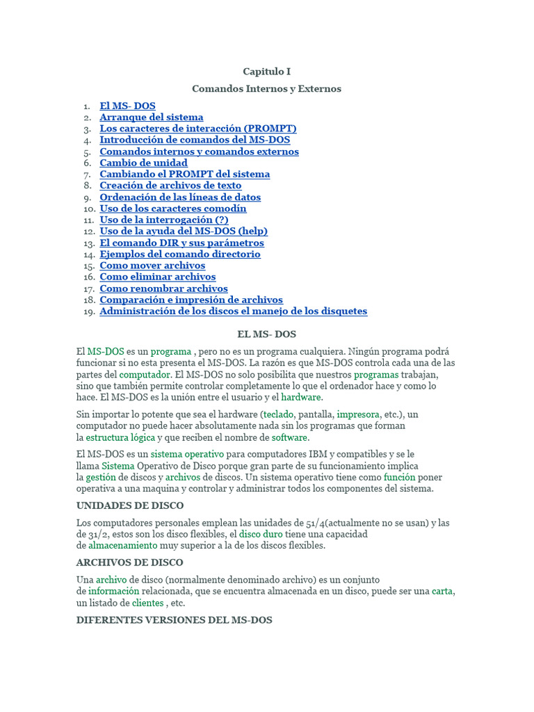 Comandos Intermos Ms Dos | Descargar gratis PDF | Dos | Archivo de ...