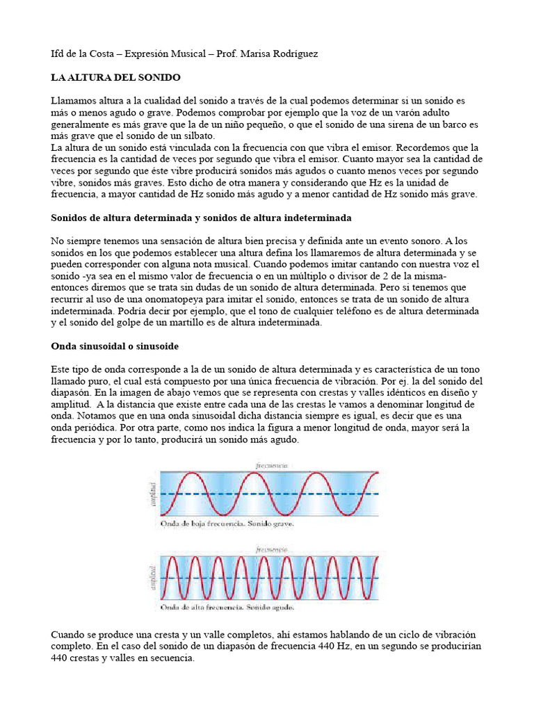 La Altura Del Sonido | PDF | Sonido | Pitch (Música)