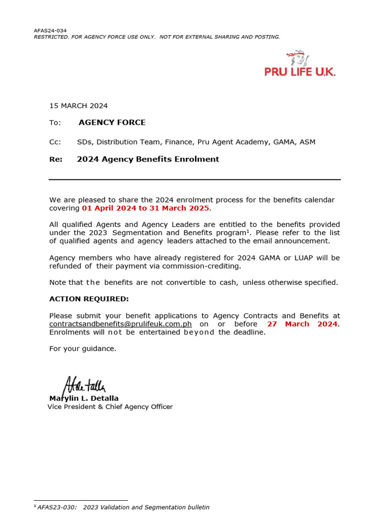 AFAS24 034 2024 Agency Segmentation and Benefits Enrolment Process ...