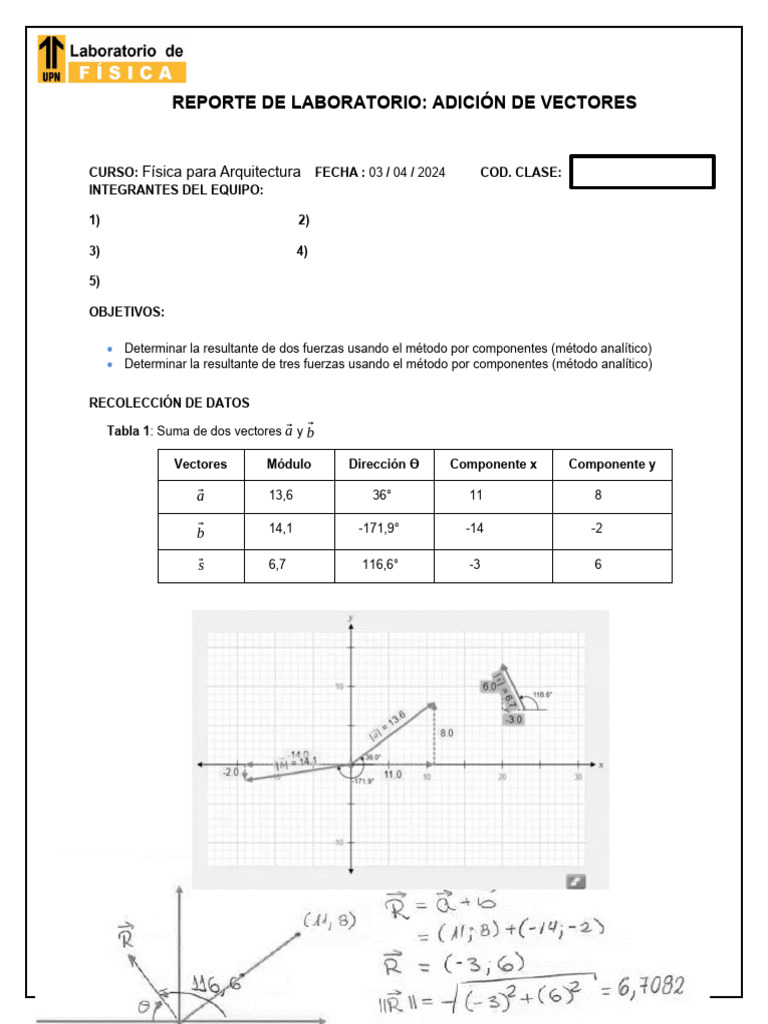 Reporte - Lab - Fisiarq - S02 - Av 2024 (1) .... | PDF | Vector Euclidiano | Matemáticas