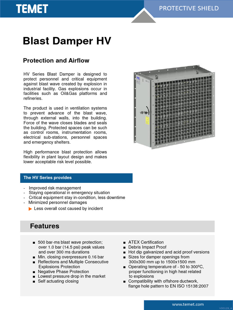 Blast Damper HV Series | PDF | Duct (Flow) | Building Engineering