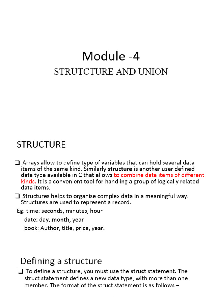 Strutcture and Union | PDF | Scope (Computer Science) | Variable (Computer Science)