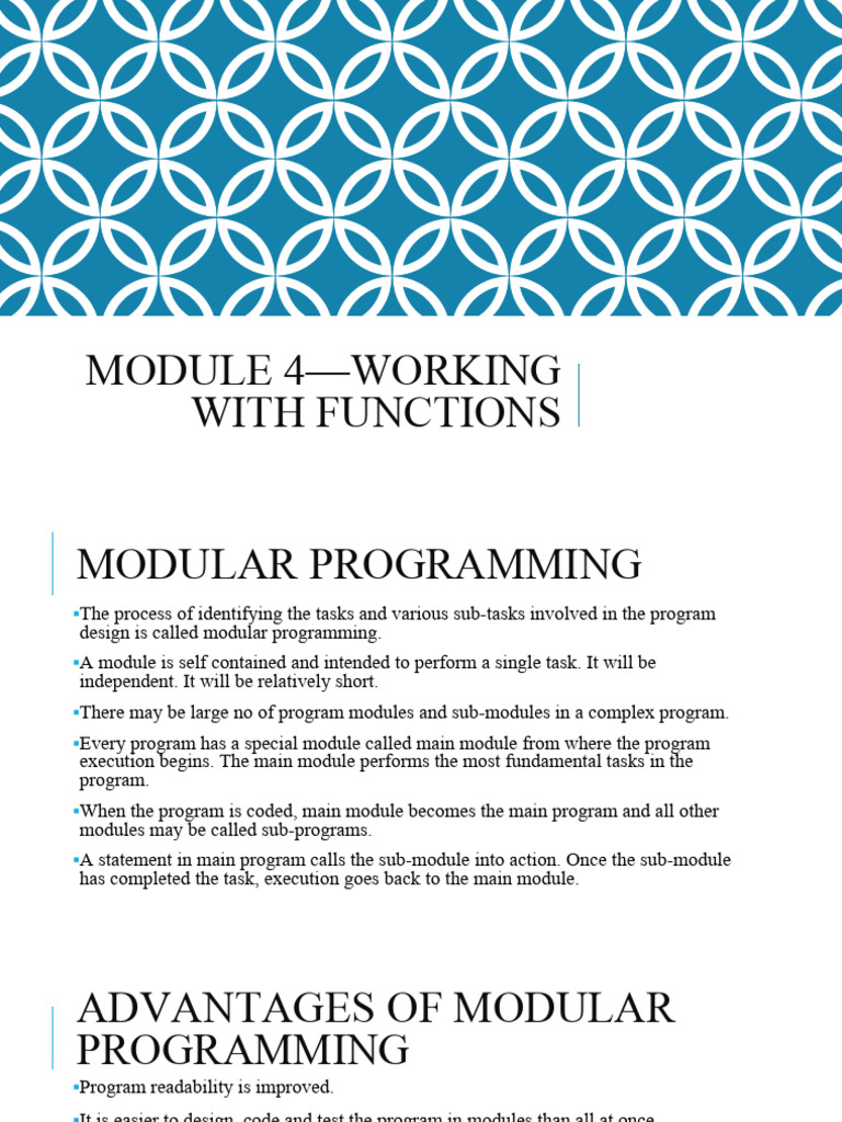Module 4 Working With Functions Pdf Parameter Computer Programming 3023