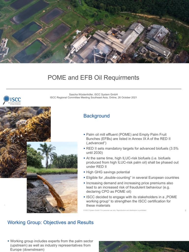 MR Sascha Wüstenhöfer ISCC System Germany POME and EFB Oil Audit ...