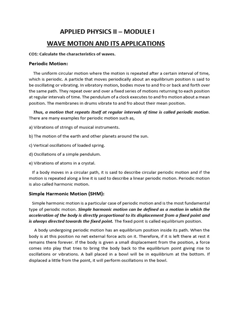 Applied Physics II - Module I | PDF | Waves | Oscillation