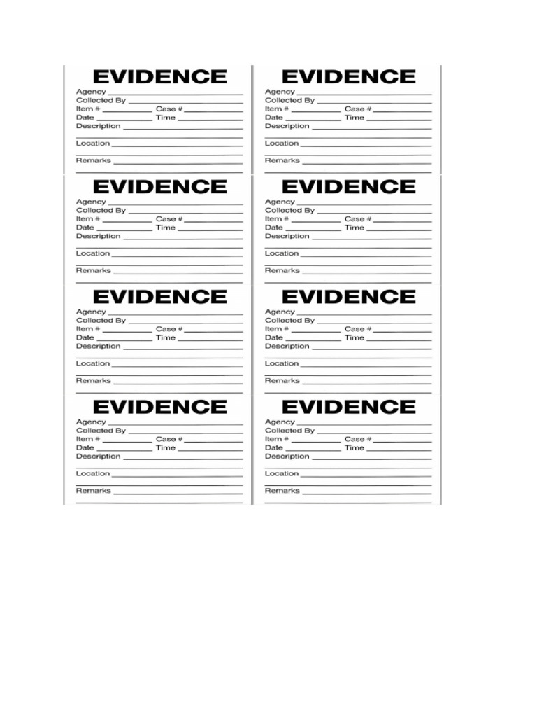 Evidence Tag For Collector | PDF