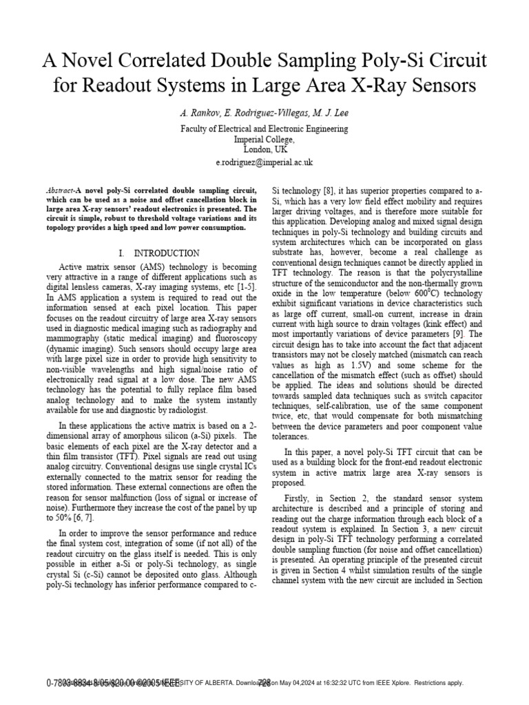 A Novel Correlated Double Sampling Poly-Si Circuit For Readout Systems in Large Area X-Ray ...