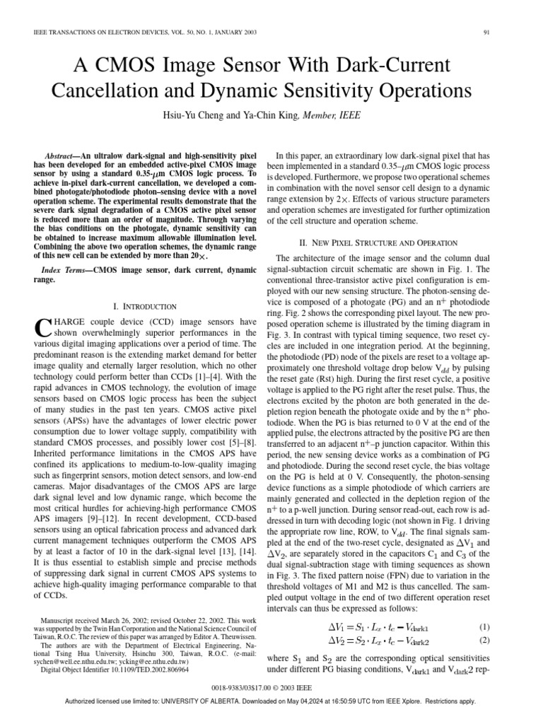 A CMOS Image Sensor With Dark-Current Cancellation and Dynamic ...