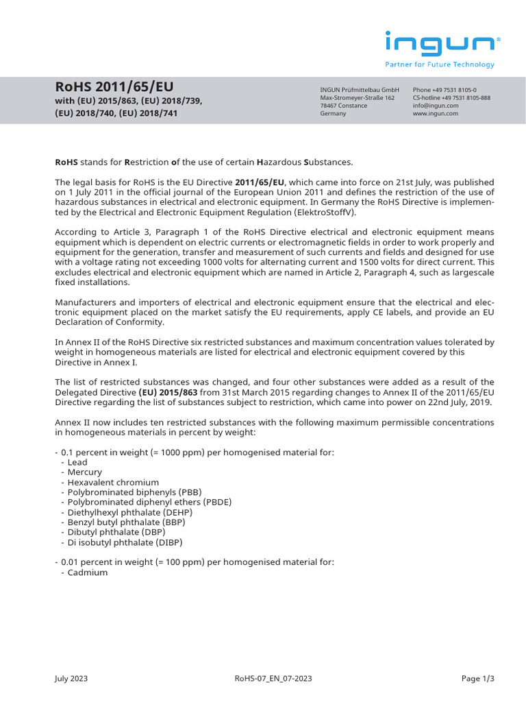 RoHS EN | PDF | Materials