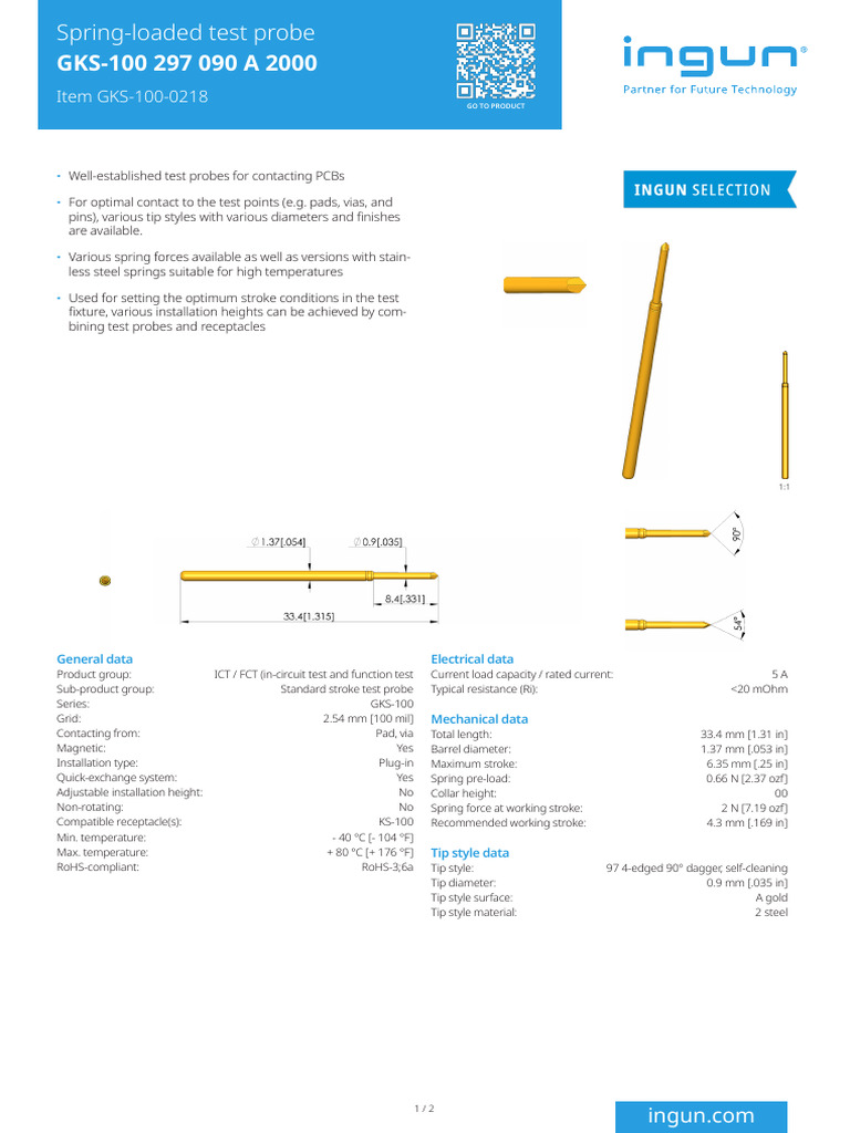 INGUN GKS-100 297 090 A 2000 GKS-100-0218 EN Datasheet | PDF ...