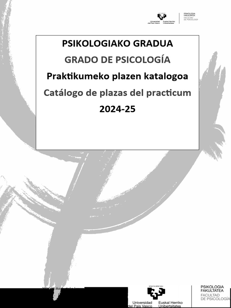 Catalogo Plazas Grado 24-25 | PDF | Trastorno mental | Psicología clínica