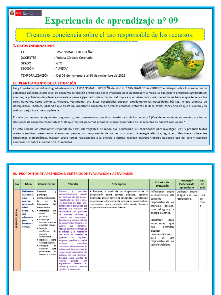 EXPERIENCIA DE APRENDIZAJE 9_6to | PDF | Presupuesto