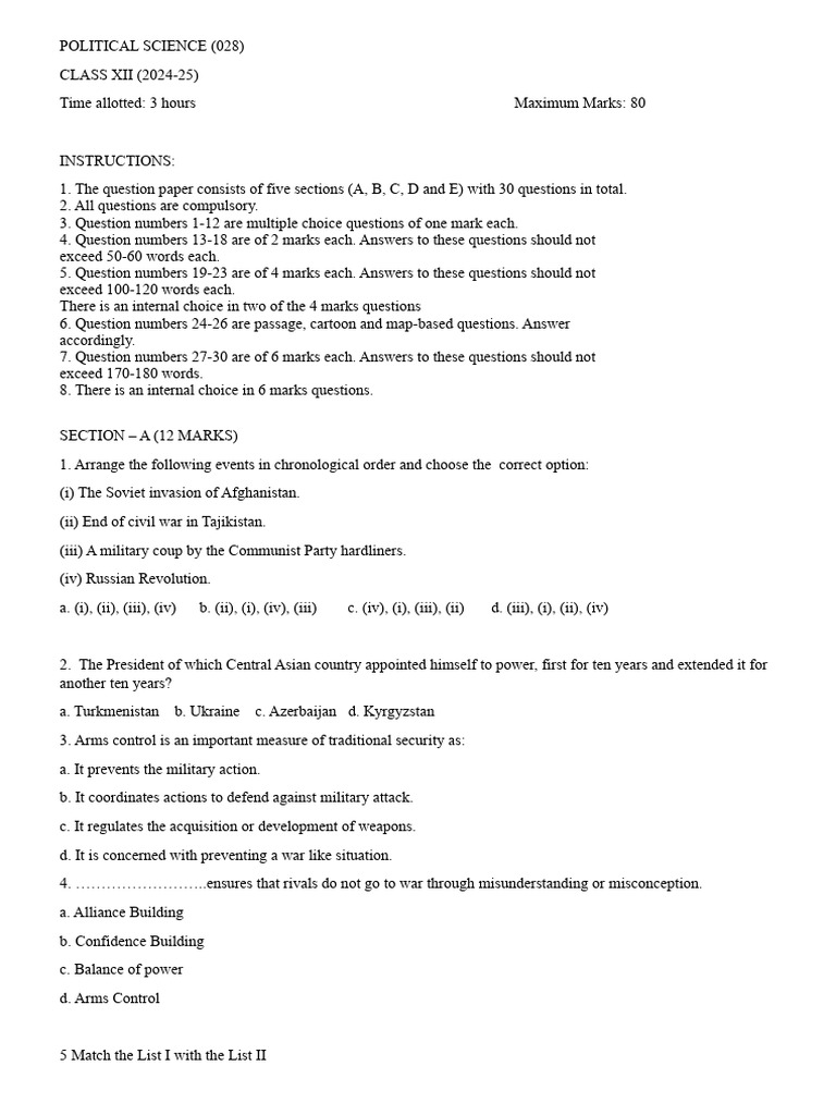 Poilitical Science - Class 12 Anshu | PDF