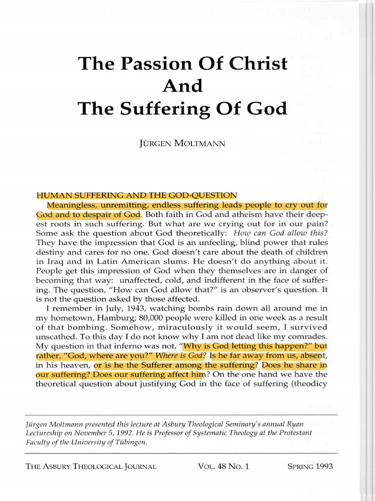 Passion of Christ and Suffering of God | PDF