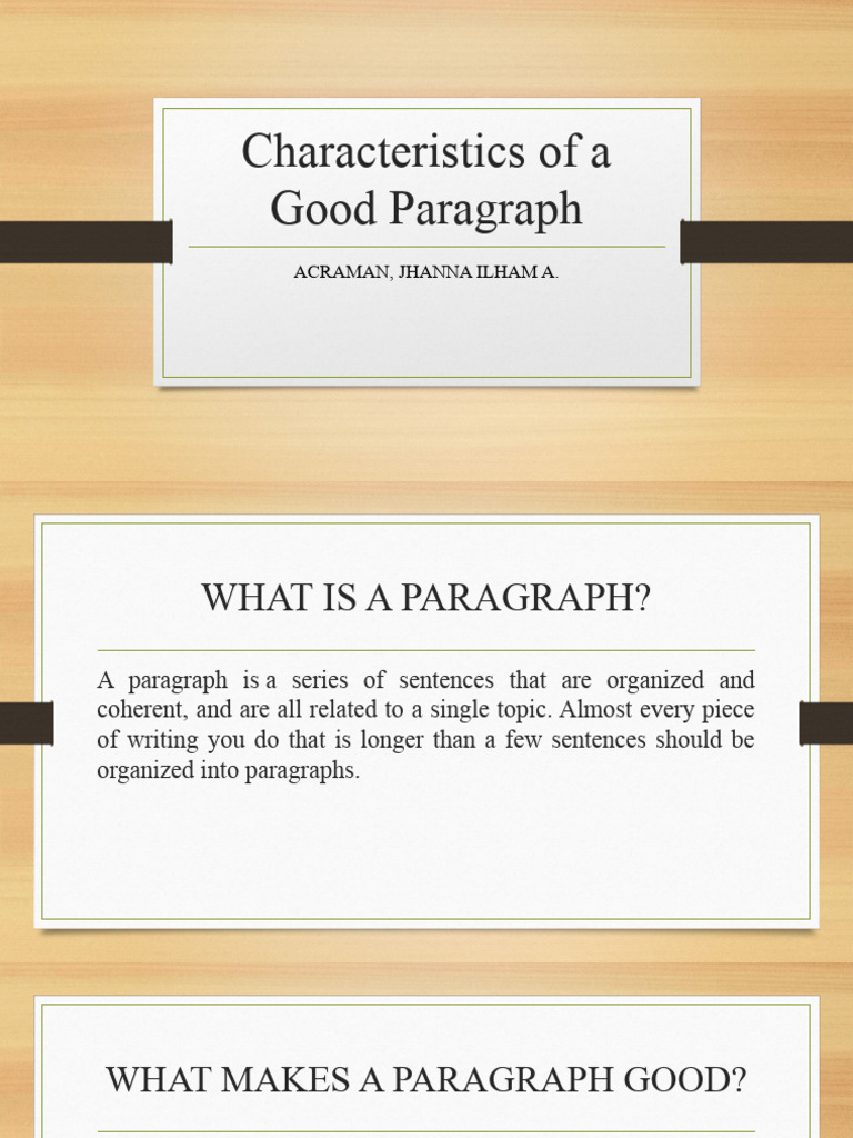Characteristics of A Good Paragraph | PDF