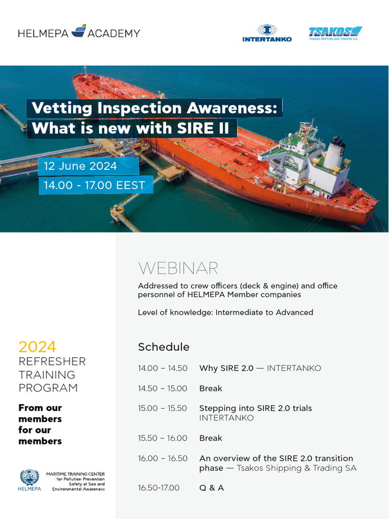 Vetting Inspection Awareness: What Is New With SIRE II: Webinar | PDF ... Vetting Inspection Awareness: What Is New With SIRE II: Webinar | PDF ...