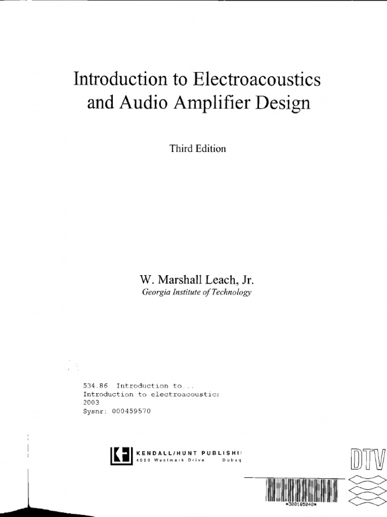 Introduction To Electroacoustics and Audio Amplifier Design 3rd Edition ...