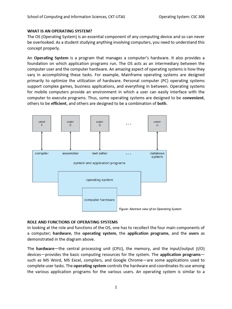CSC 306 - Operating Systems 20232024 | PDF | Operating System | Kernel (Operating System)