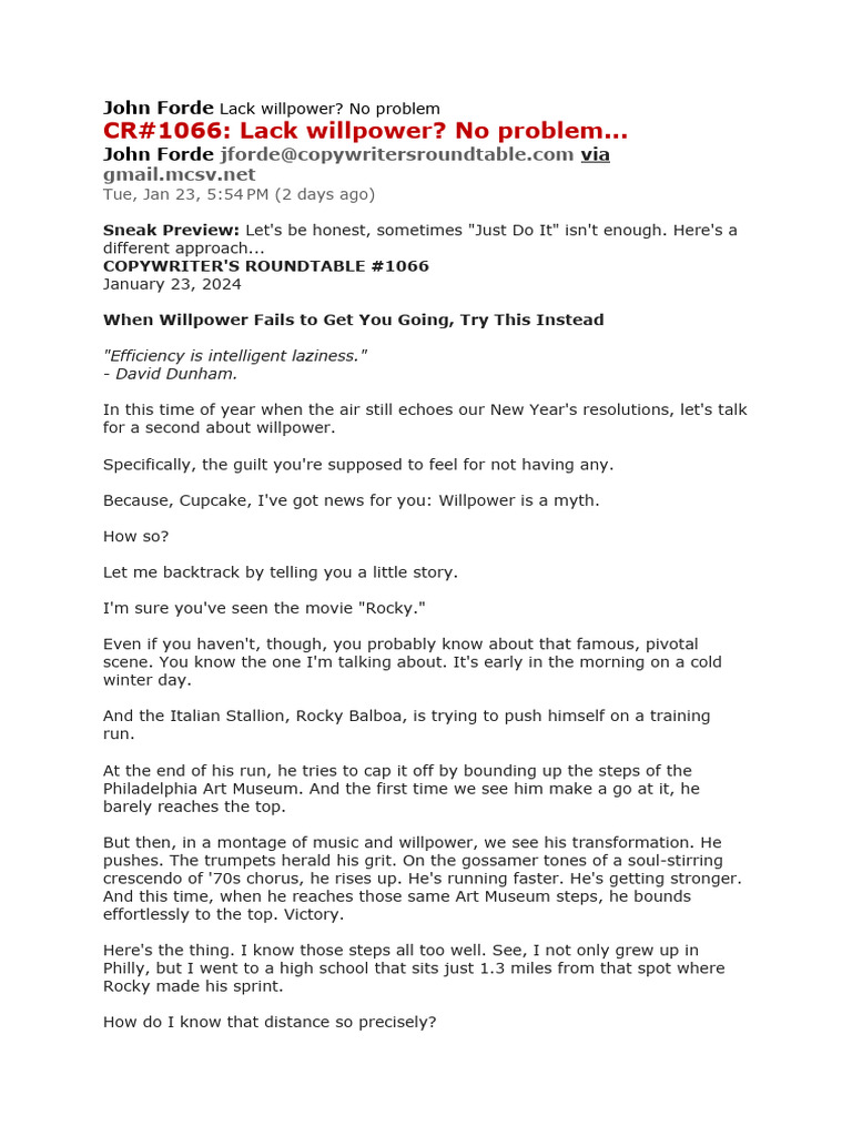 John Forde Lack Willpower - No Problem | PDF | Self Control | Self-Management