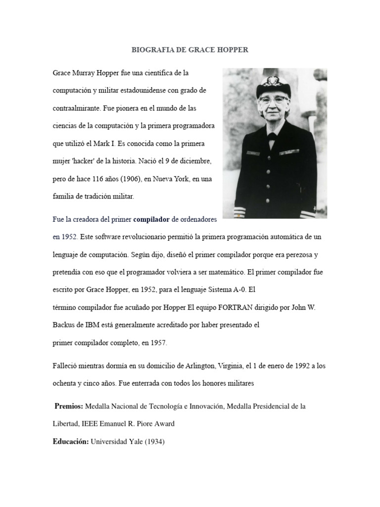 Biografia de Grace Hopper | PDF