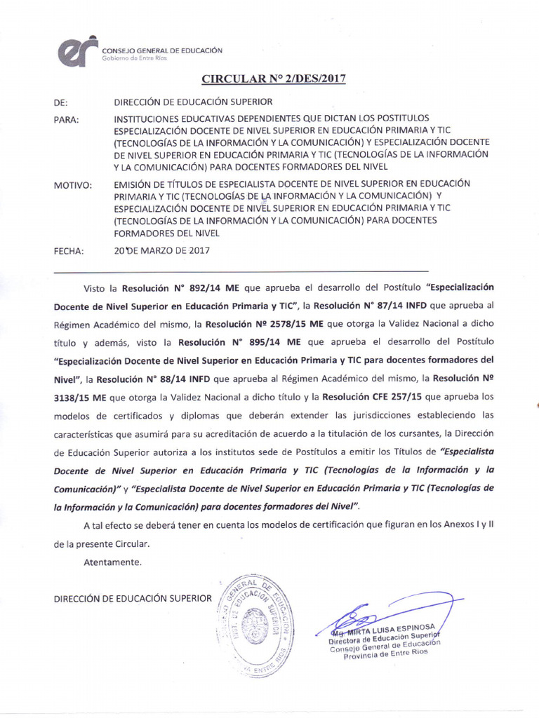 Circular 02-17 DES Completa | PDF | Educación primaria