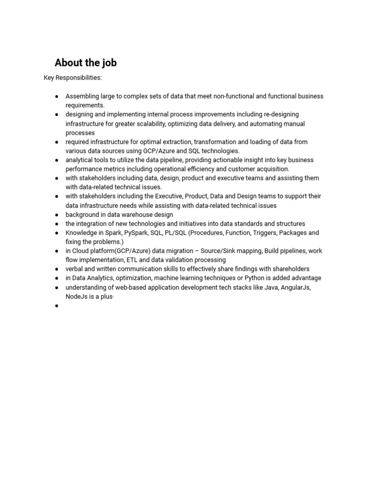 Platform Support Data Engineer - Any UST Location - Immediate Joiner | PDF