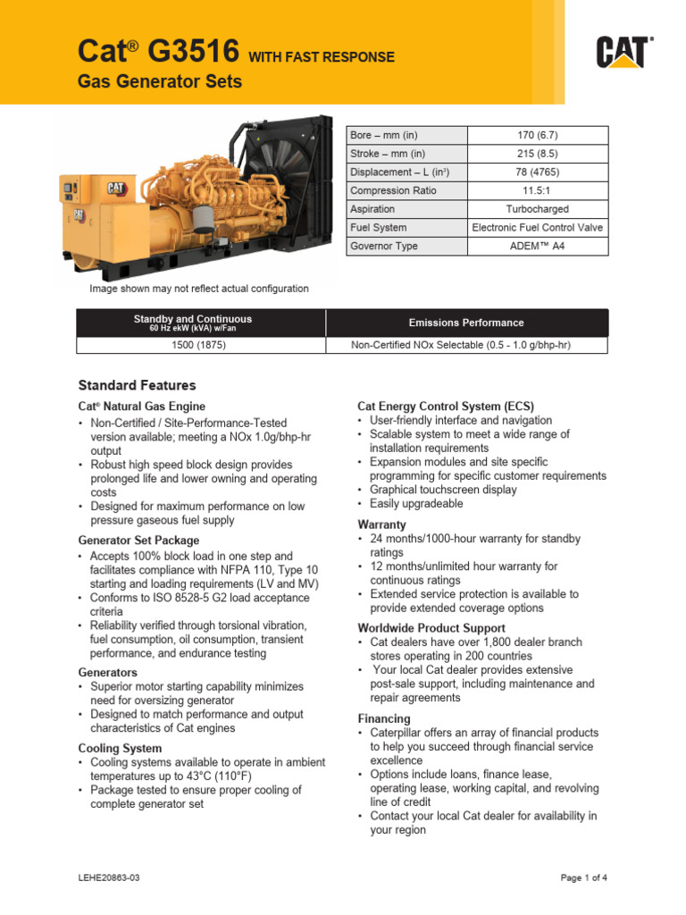 CAT G3516 Specs | PDF | Computer Engineering | Computing