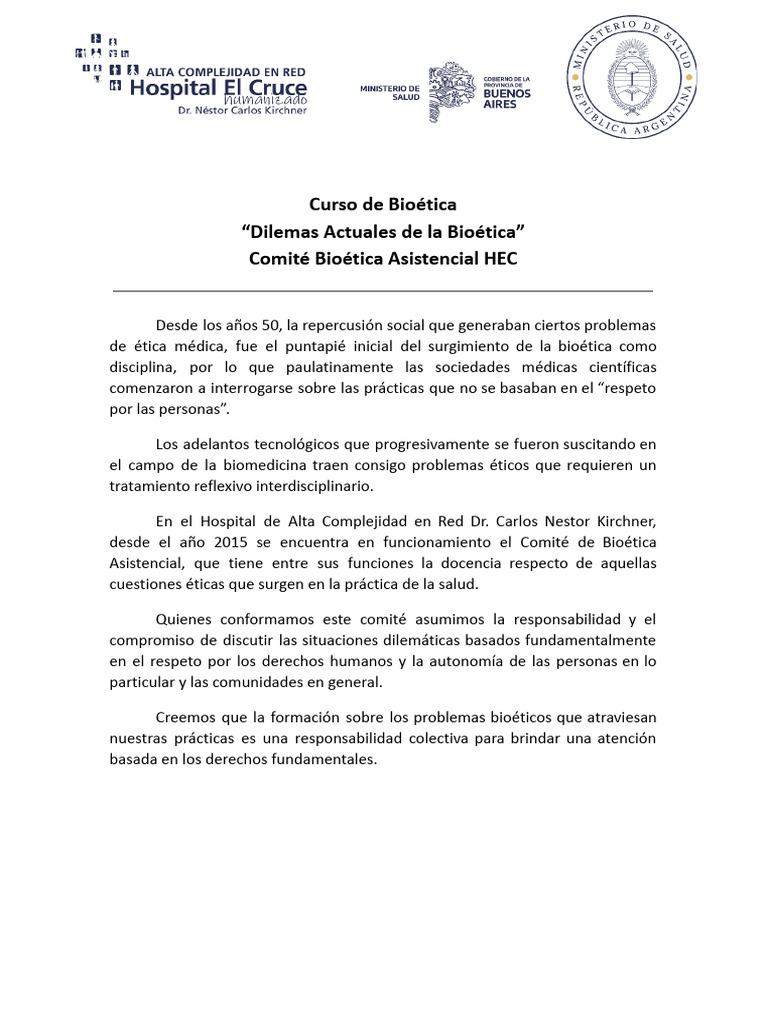 Dilemas Bioéticos Actuales en Salud | PDF | Bioética | Hospital