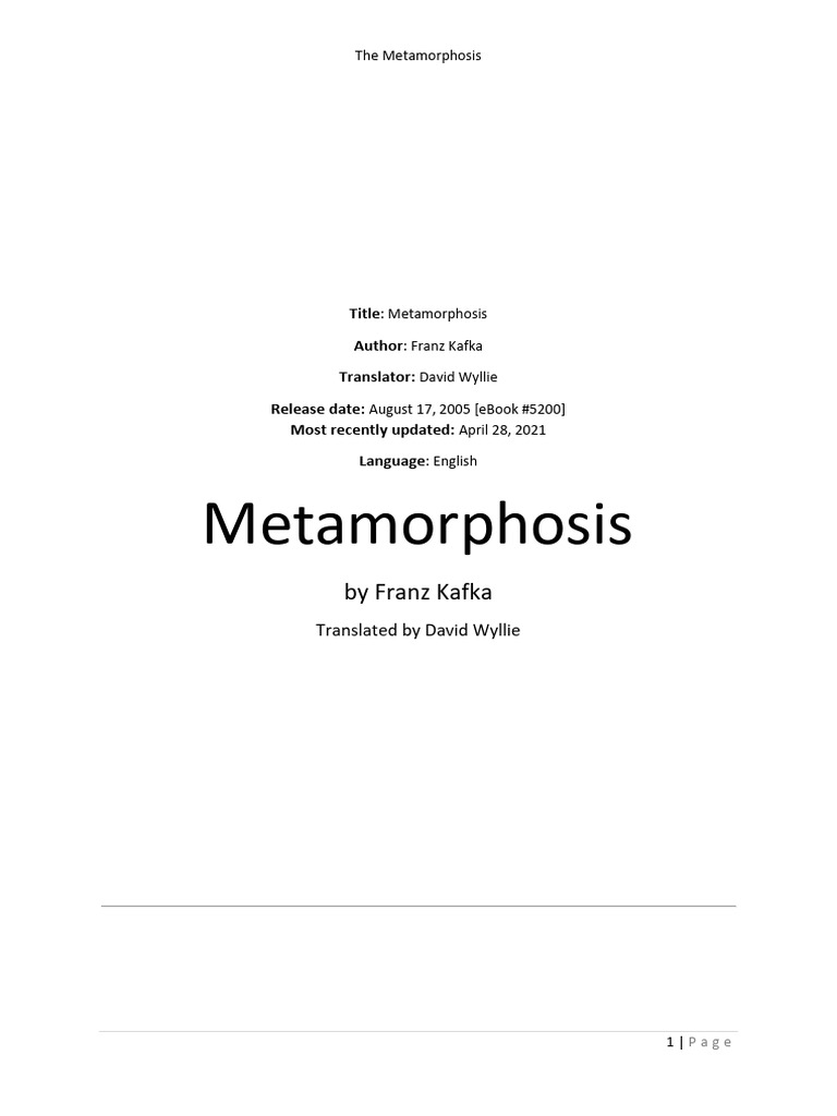 The Metamorphosis | PDF | The Metamorphosis