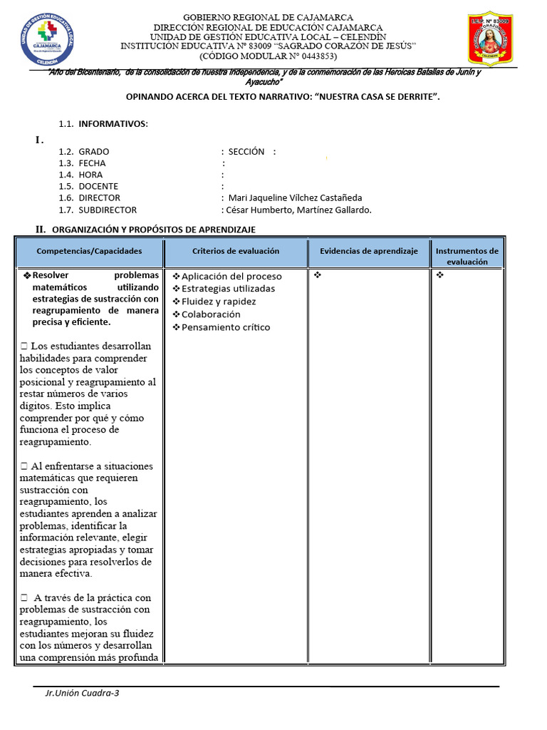 Esquema_de_sesión_de_aprendizaje-2024 | PDF | Evaluación | Aprendizaje