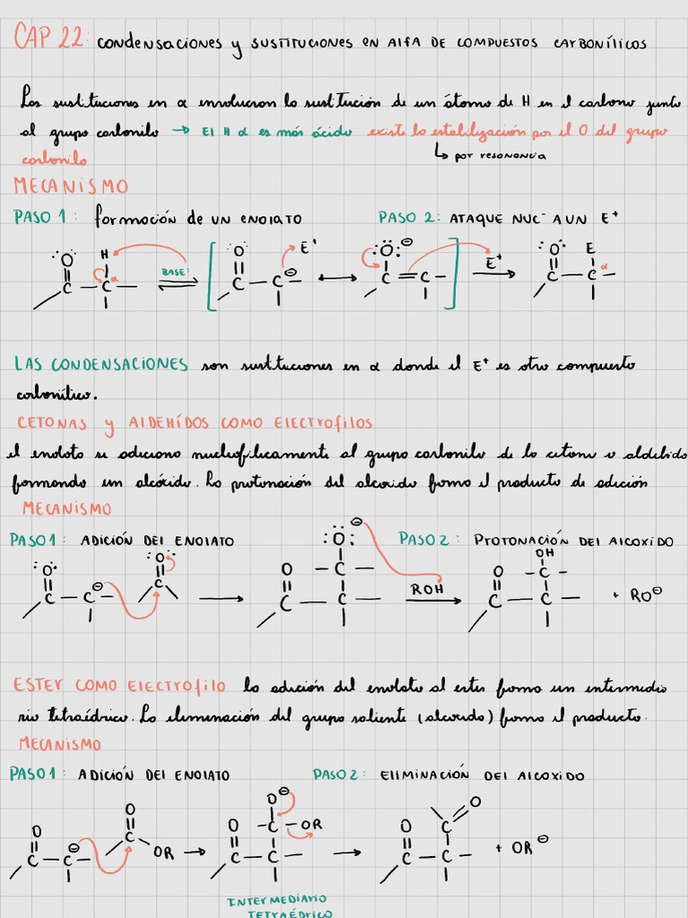 Condensaciones y Sustituciones en Alfa de Compuestos Carbonilicos Quimica Organica II | PDF