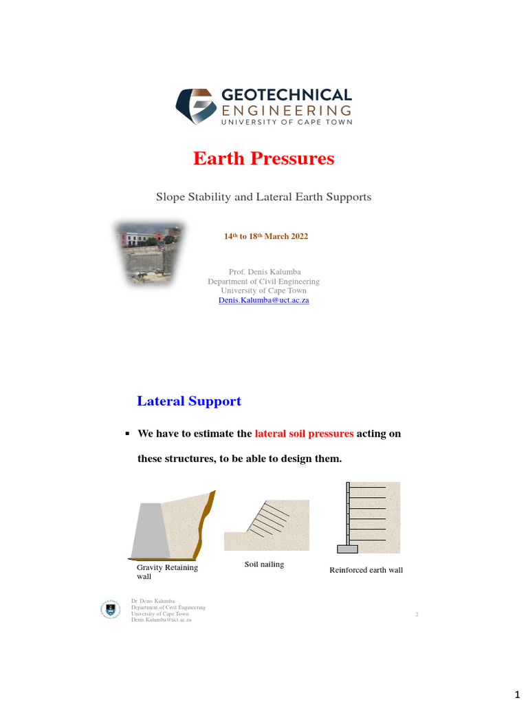 2.0 Earth Pre., Gravity Walls - Struts - 2022 | PDF | Civil Engineering ...