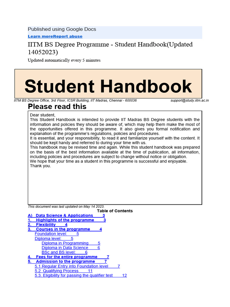 Handbook | PDF | University And College Admission | Academic Degree