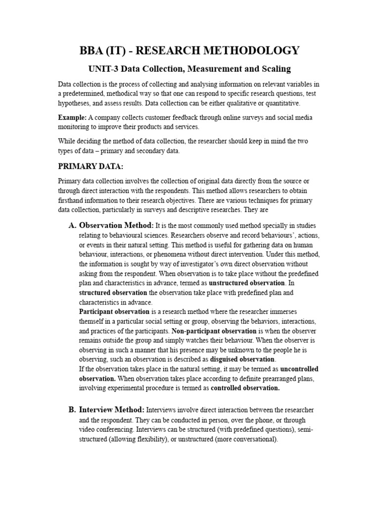 RM Notes Bba It | PDF | Level Of Measurement | Methodology