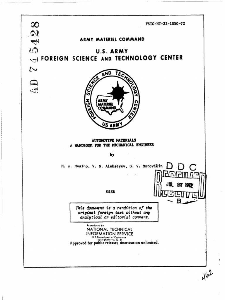 U.S. Army Foreign Science Technology Center | PDF | Alloy | Steel