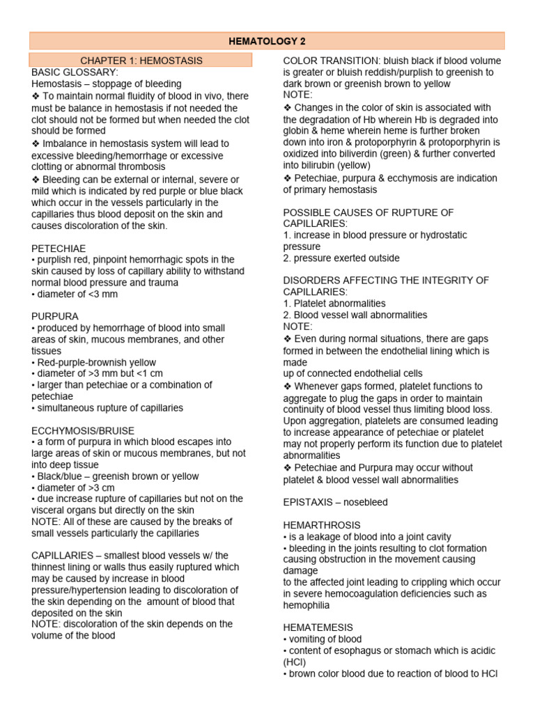 CHAPTER 1 | PDF | Bleeding | Hemostasis