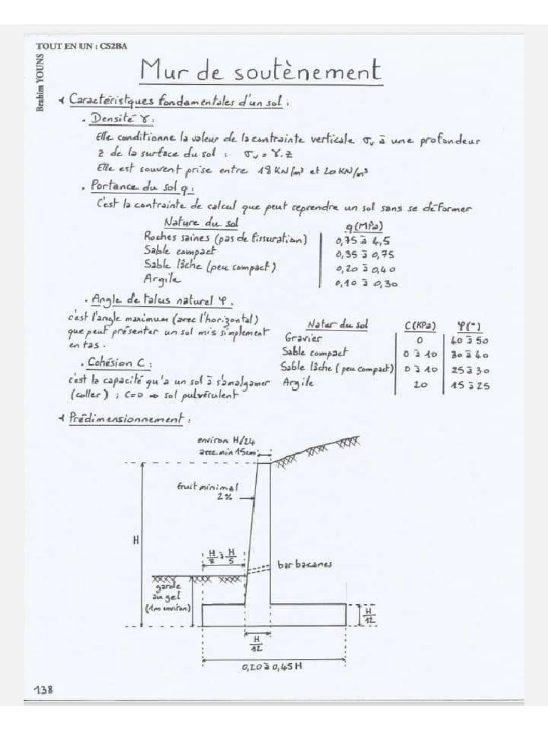 Calcul D'un Mur de Soutènement | PDF