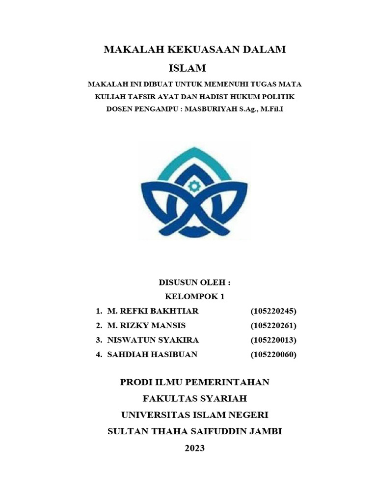 Makalah Kelompok 1 Tafsir Ayat Materi Kekuasan Dalam Islam | PDF Makalah Kelompok 1 Tafsir Ayat Materi Kekuasan Dalam Islam | PDF
