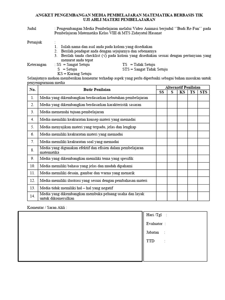 ANGKET Ke Sekolah 2 | PDF