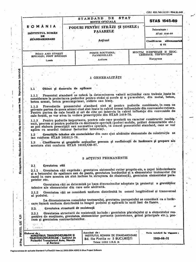 STAS 1545-89 Actiuni | PDF