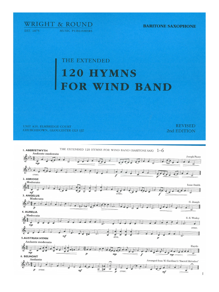 120 Hymns For Wind Band - 19 Eb Bariton Saxophone | PDF