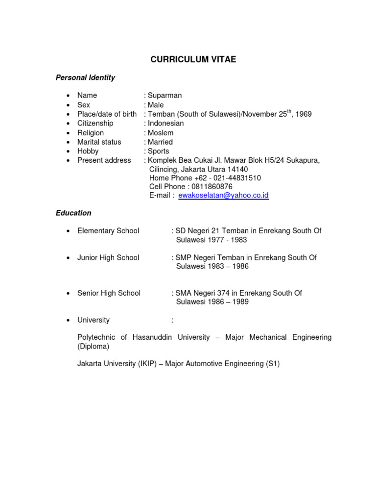 CV Suparman02 | PDF | Automotive Industry | Toyota