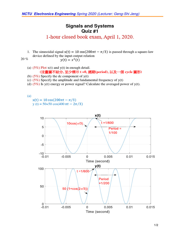 Quiz1 Sol | PDF | Control Theory | Applied Mathematics