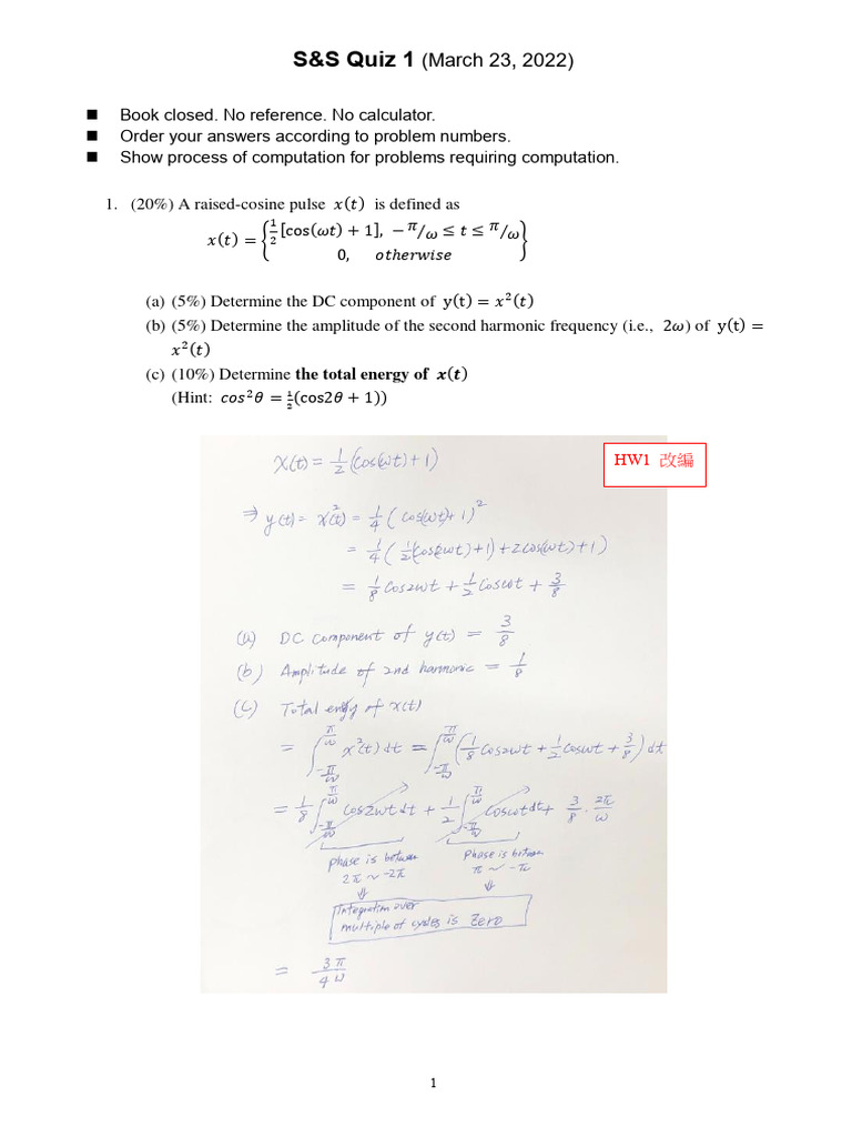 Quiz-1 S22 Sol | PDF | Electronic Engineering | Control Theory