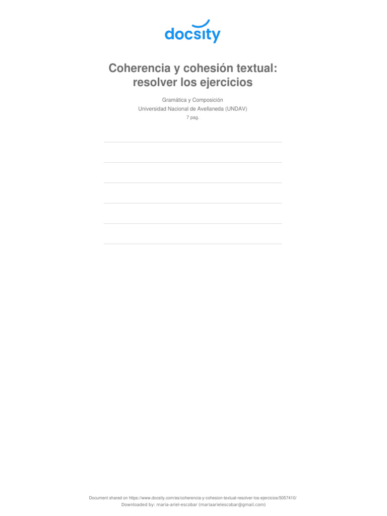 Docsity Coherencia y Cohesion Textual Resolver Los Ejercicios | Descargar gratis PDF | Sevilla