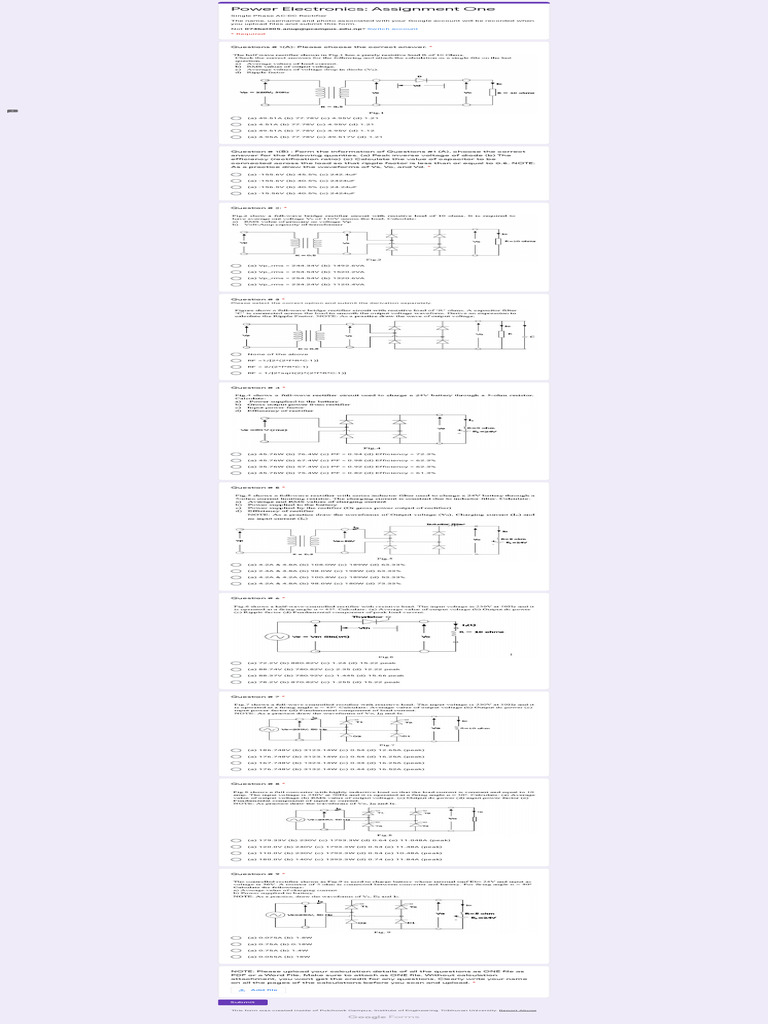 Power Electronics - Assignment One | PDF | Rectifier | Electrical Equipment