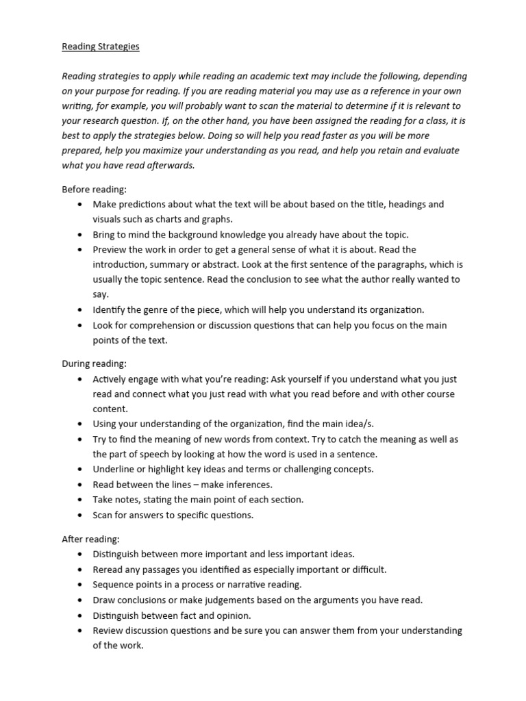 Academic Reading Skills | PDF