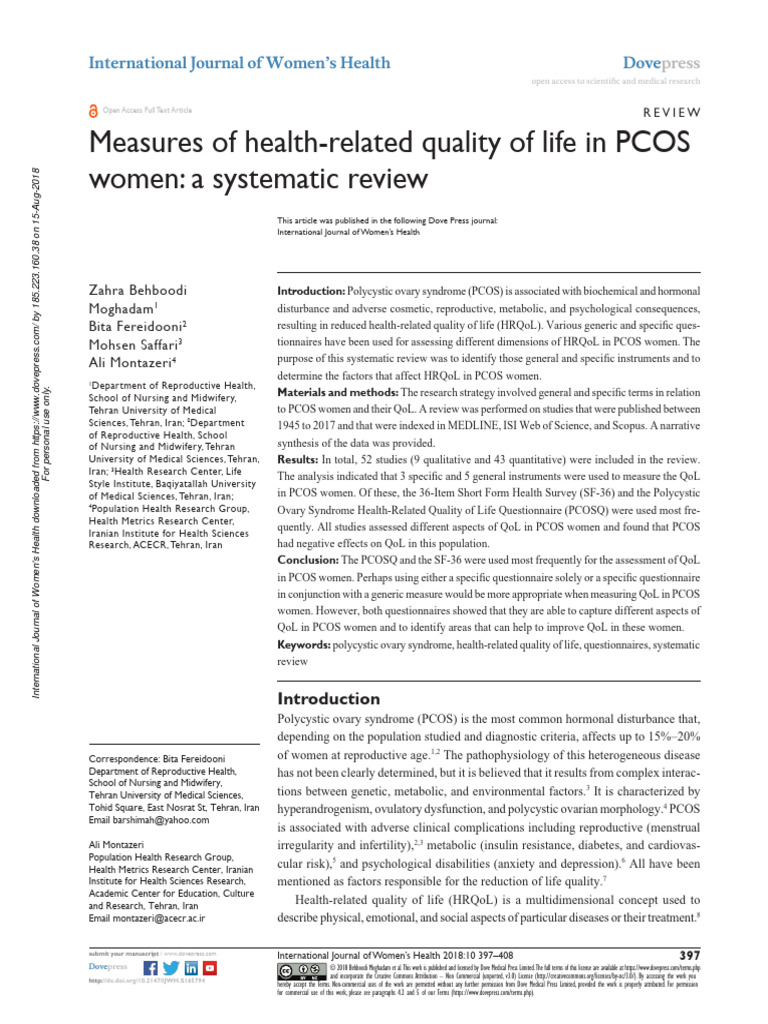 PCOS Impact on Women's Quality of Life | PDF | Polycystic Ovary ...